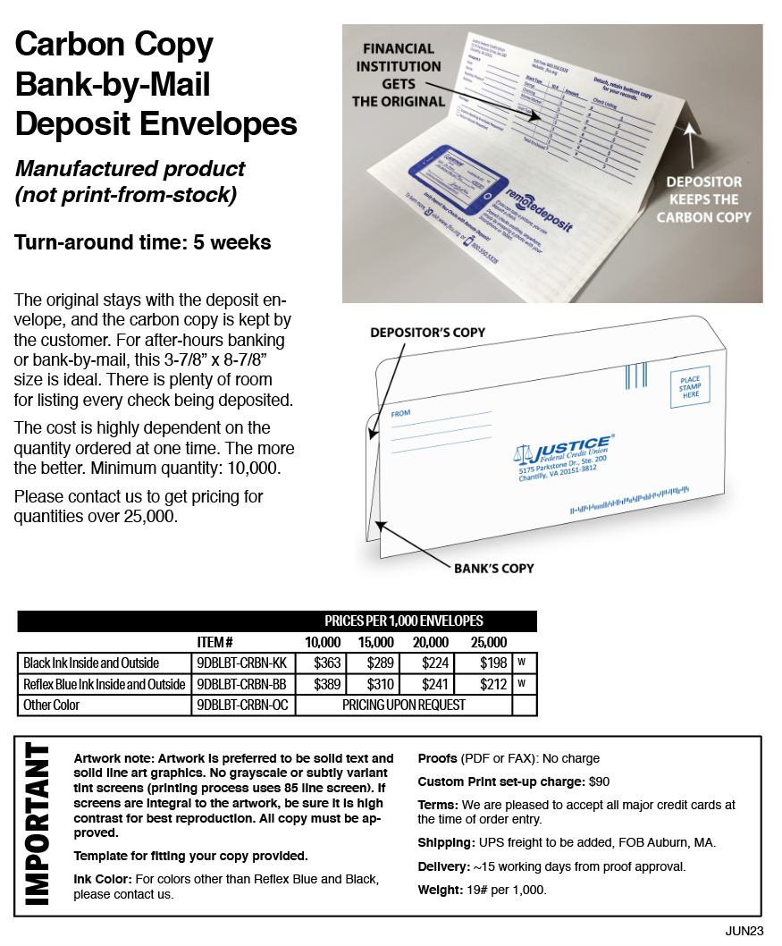 Carbon Copy Bank-by-Mail Deposit Envelope - Sheppard Envelope