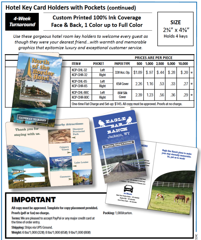 Hotel Key Card Holders with Pockets - Sheppard Envelope