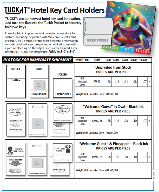 TuckIt™ Hotel Key Card Holders - Sheppard Envelope