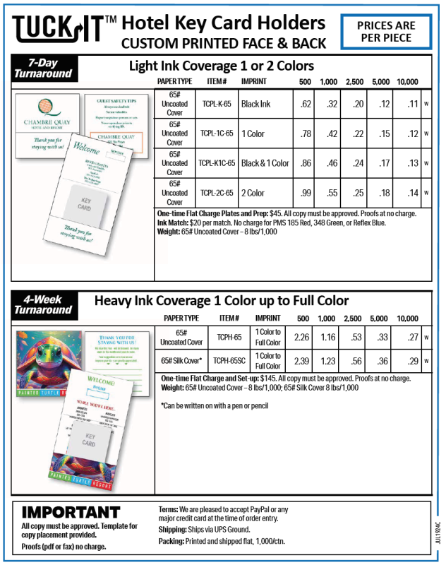 TuckIt™ Hotel Key Card Holders - Sheppard Envelope